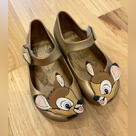 Mini Melissa | Shoes | Mini Melissa Disney Bambi Gold Shoes For Girls ...